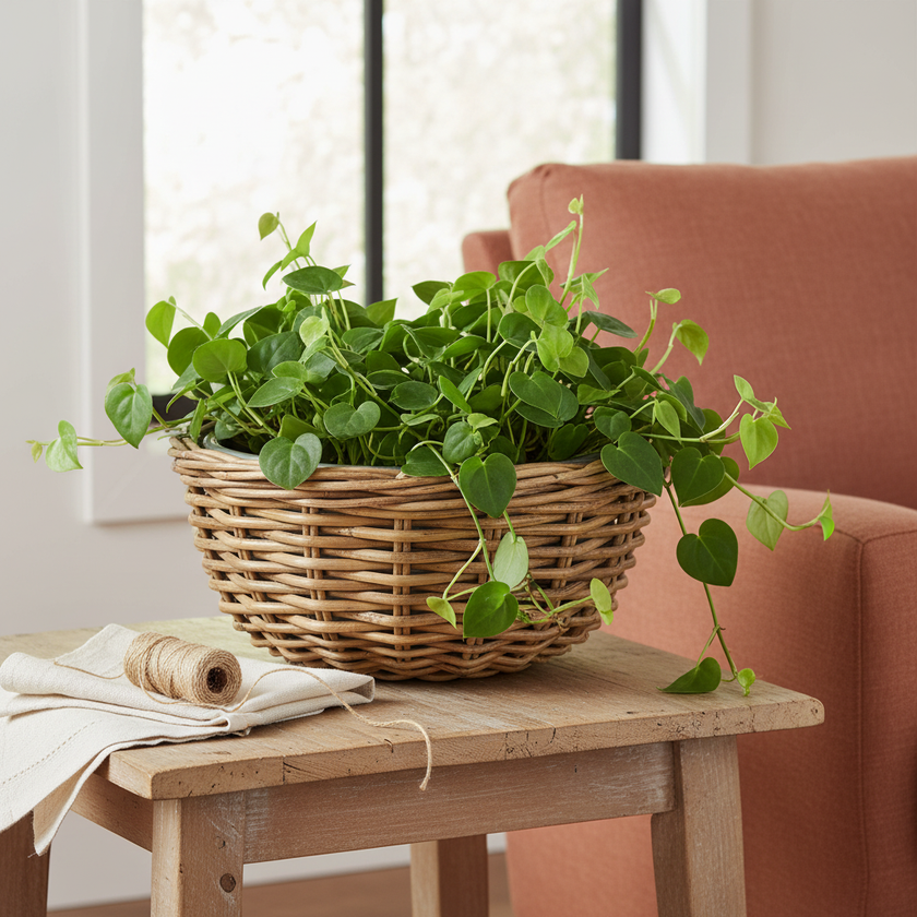 Cache-pot Tondo in Rattan con Vaso in Plastica | Novità Home